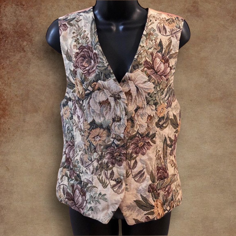 Vintage Counter Paris Floral Vest - Gem